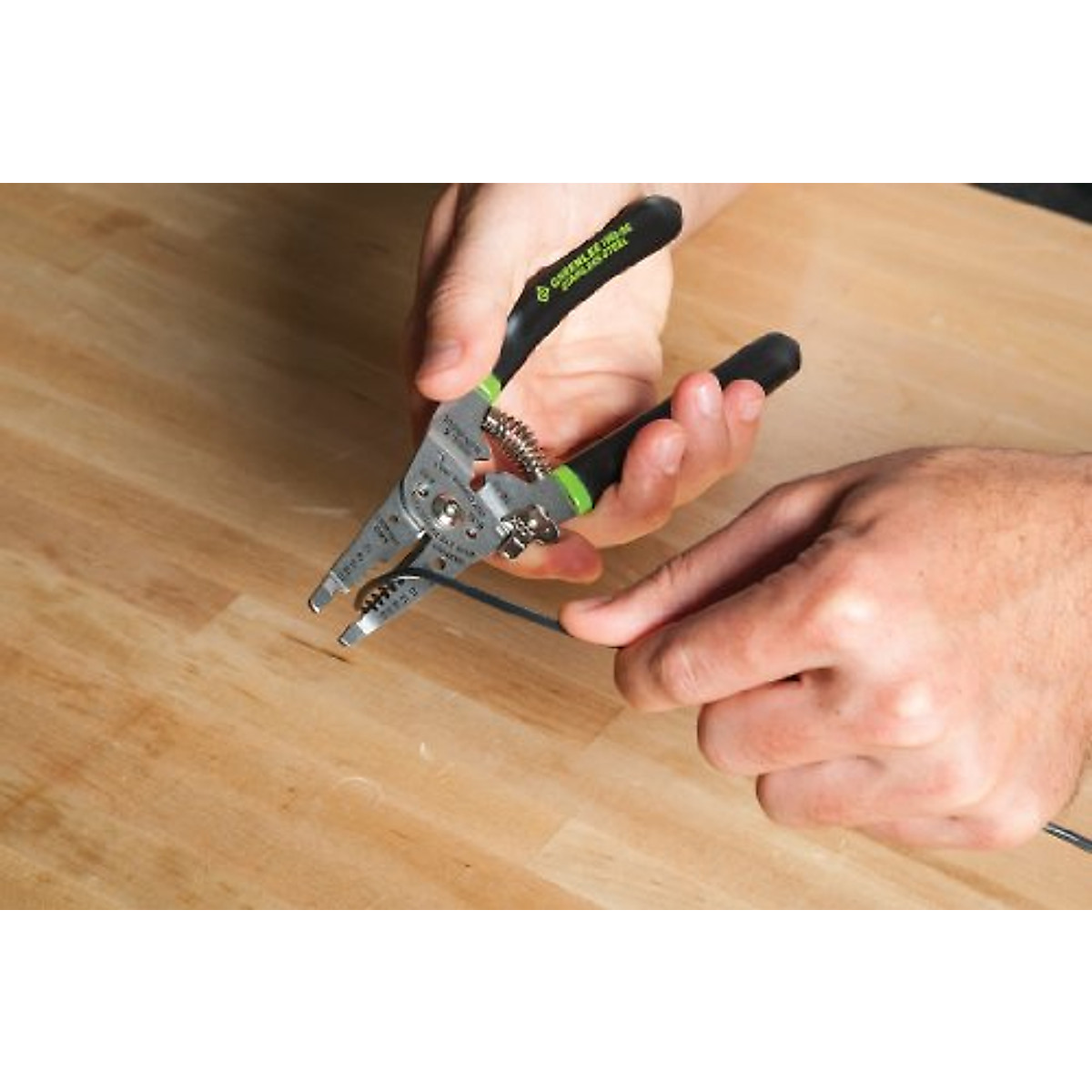 Greenlee 1955-SS Stainless Steel Wire Stripper for 10-18 AWG Solid and 12-20 AWG Stranded, Heavy-Duty Stripper, Cutter, and Crimper Tool