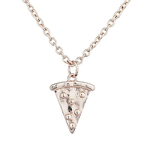 LUX ACCESSORIES Rose Gold Tone Pizza Pie Slice Best Friends BFF Necklace Set 8PC