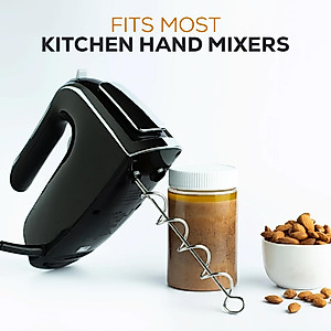 The Nutbutter Mixer, Attachment Fits Most Powered Hand Mixers or Drills, Reaches The Bottom of Most Size Jars, Stainless Steel Peanut Butter Mixer and Almond Butter Stirrer.