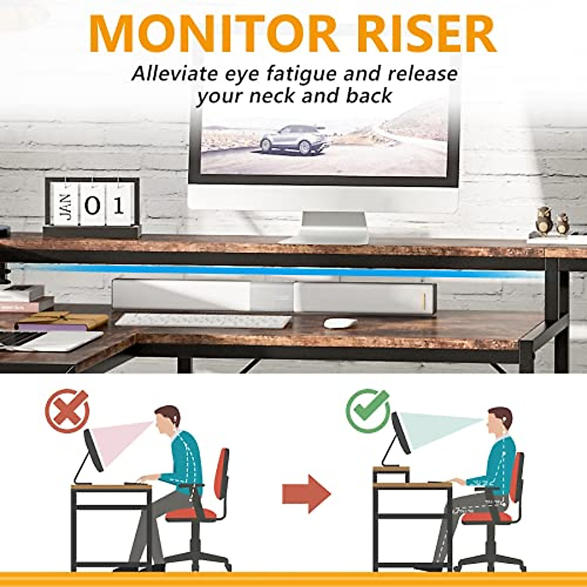 LITTLE TREE L-Shaped Computer Desk, Extra Large, Brown