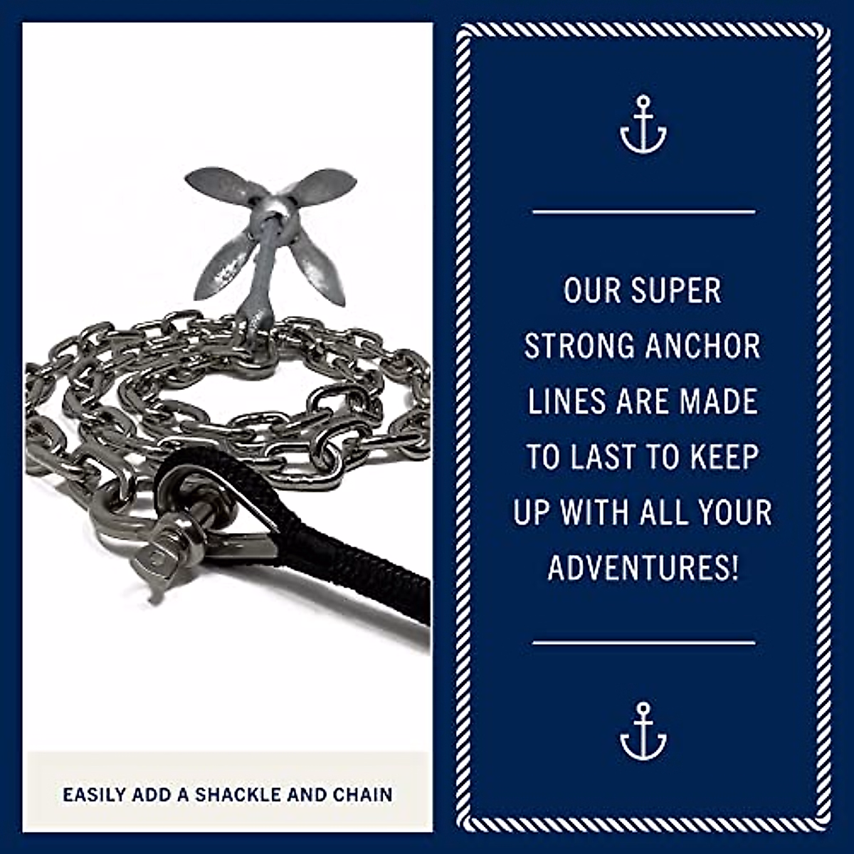 Rainier Supply Co. Boat Anchor Line - 100 ft x 1/2 inch Anchor Rope - Double Braided Nylon Anchor Boat Rope with 316SS Thimble and Heavy Duty Marine Grade Snap Hook - Black