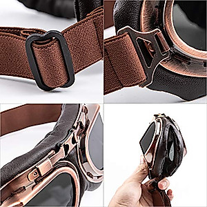 evomosa Motorcycle Goggles Vintage Pilot Style Cruiser Scooter Goggle Outdoor Sand Goggles Bike Racer Cruiser Touring Eyewear for Half Helmet