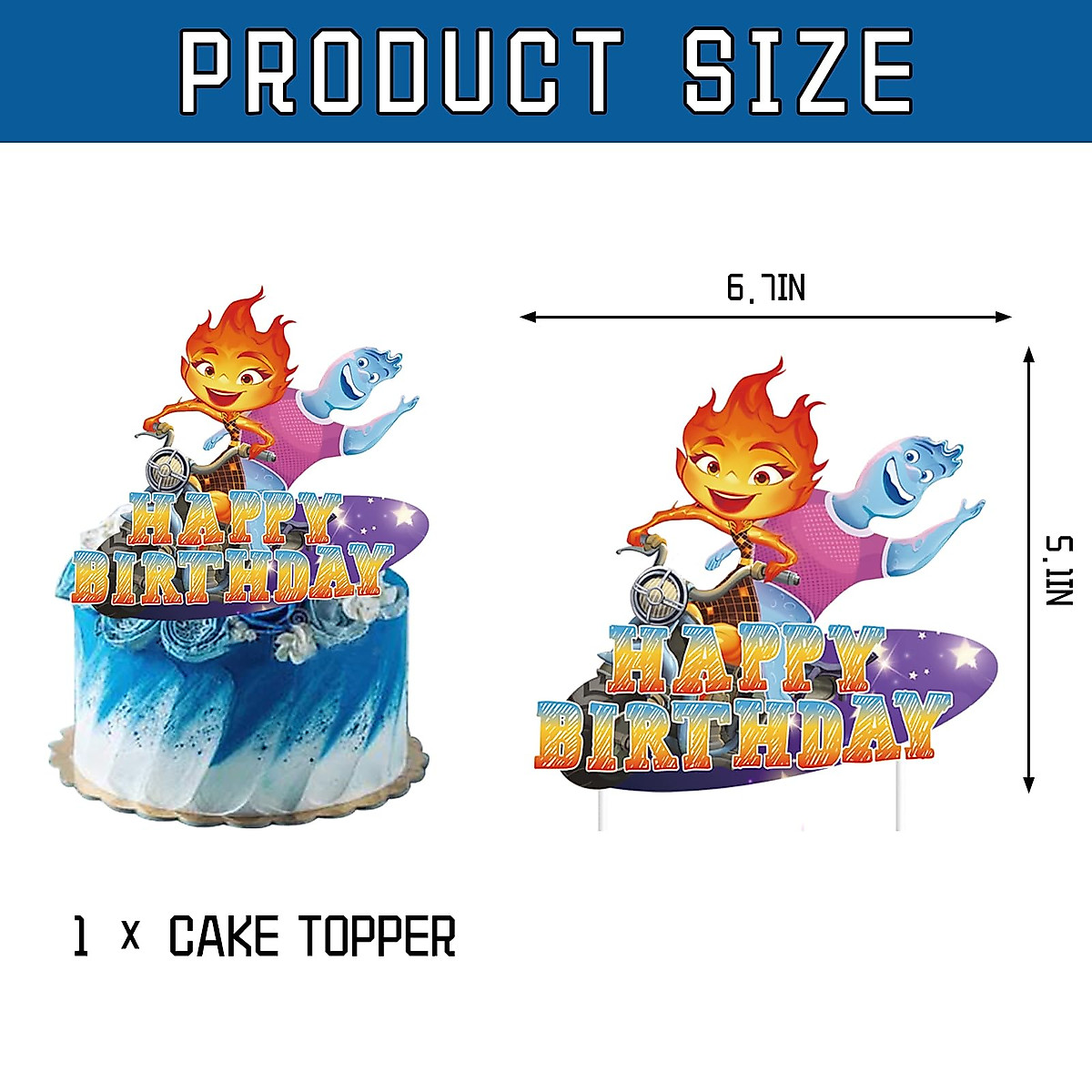 Elemental Birthday Party Supplies, 25pcs Elemental Party Decorations Cake Cupcake Toppers for Kids Girls and Boys Elemental Birthday Party Favors