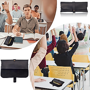 GORGECRAFT Retro Black Crazy Horse Leather Pencil Case Genuine Leather Snap Cover Pen Cases Large Capacity Leather Pencil Pouch Vintage Holders for Pen Pencils Men Women Glasses Sunglasses