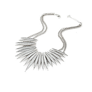 MOLOCH Sparkling Druzy Leaf Choker Necklace Fashion Gold-Tone Collar Necklace Bib Statement Chunky Tribal Necklace Woman Jewelry (silver)