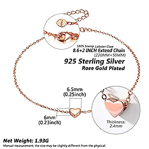 Silvora Ankle Bracelet Women Sterling Silver Summer Chain Anklet for Women Rommantic Dainty Delicate Jewelry Rose Gold