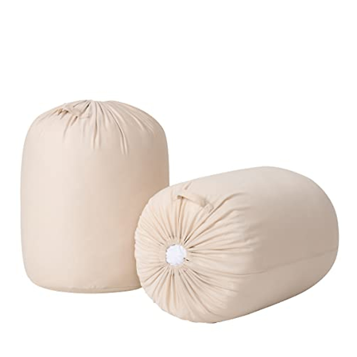 ECOWAN LIVING 26Gal Extra Large Cylindrical Comforter Quilt Blanket Pillow Storage Bag, Closet Organizer Storage Container, Reusable Drawstring Packing Bag, Durable, Moistureproof(Beige, XL, 2 bag)