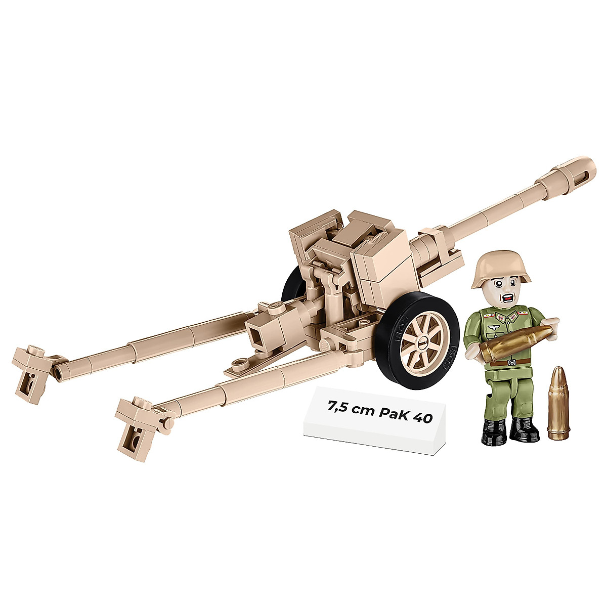COBI Historical Collection World War II 7.5 cm PaK 40 German Anti-Tank Gun for 7+ years, Sand