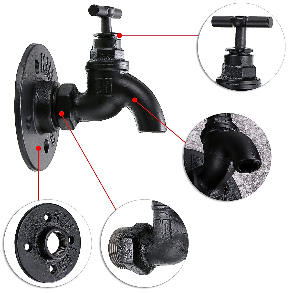 Sumnacon 2 Pcs Industrial Pipe Coat Hook Racks- Heavy Duty Rustic Hat Robe Towel Holder Hanger, Wall Mounted Clothing Racks with Hardware for Home, Office, Electroplated Black Finish