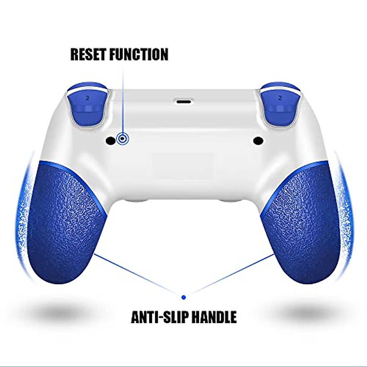 AceGamer Wireless Controller for PS4, Blue White V2 Gamepad Joystick for PS4 with Dual Vibration/6-Axis Motion Sensor/Non-Slip Grip of Both Sides and 3.5mm Audio Jack