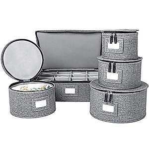 storageLAB Stemware Storage Cases (5 Piece Hard Shell Set for China Storage)