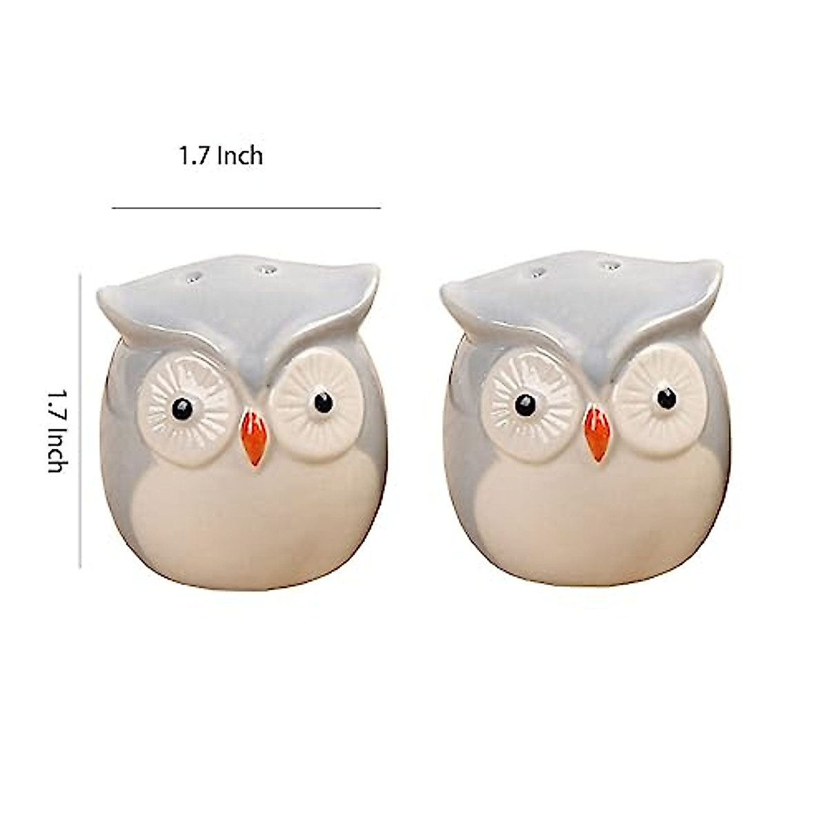 WAIT FLY Owl Shape Ceramic Salt and Pepper Shakers Home Kitchen Decoration-Gray-Set of 2