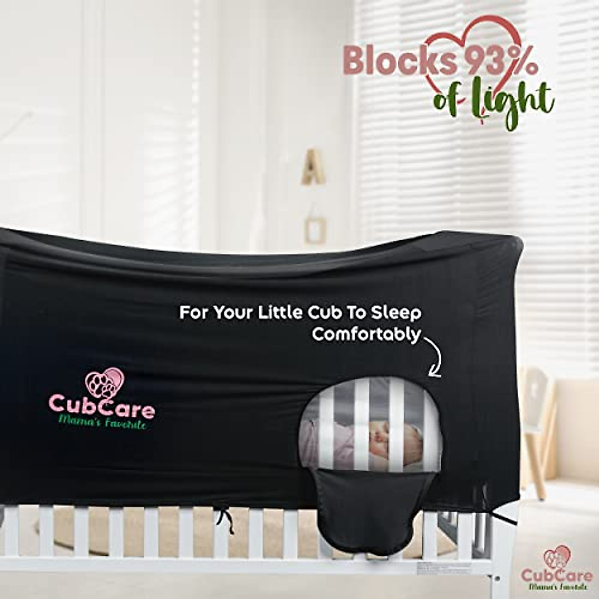 CubCare Pack N Play Blackout Cover - Breathable Pack and Play Blackout Cover with Drawstring Bag, Crib Blackout Cover, Pack N Play Tent Crib Tent, Crib Canopy for Comfortable Sleep Indoor and Outdoor