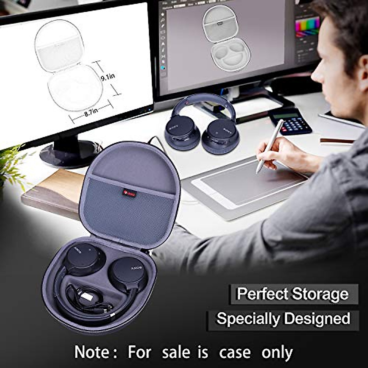 XANAD Hard Case for Sony WH-CH710N/WH-CH720N/WH-CH700N Wireless Bluetooth Noise Canceling Over The Ear Headphones - Storage Protective Travel Carrying Bag(Grey)