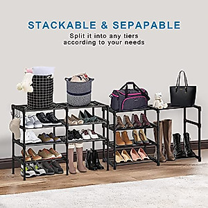 barsone 8 Tiers Shoe Rack, Durable Metal Boots Shoe Rack Organizer, 26-30 Pairs Shoe Rack for Closet, Free Standing Shoe Rack for Entryway Hallway Living Room