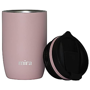 MIRA 16 oz Travel Mug, Insulated Stainless Steel Tumbler with Screw Lid, Cup Holder Friendly, Travel Coffee Cup, Insulated Coffee Mug with Lid for Coffee, Tea, Cocoa, Pink