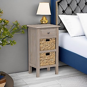 Safavieh Home Collection Everly Drawer White Wash 1-Drawer 2 Removable Baskets Side Table