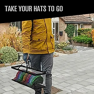 Houseables Baseball Cap Storage Bag, Hat Organizer Case, 23" x 6" x 8", Clear Plastic, Caps Holder, Moisture & Dust Proof, Black Handles, Box w/Zipper Closure, Stores & Racks 22 Hats, Dirt Protection