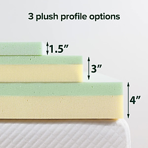 ZINUS 3 Inch Green Tea Memory Foam Mattress Topper, Pressure-Relieving Layers, CertiPUR-US Certified, Twin