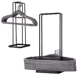 Hotop 2 Packs Hanger Storage Organizer Clothes Hanger Holder Metal Hanger Rack Iron Wire Hanger Stacker Black Hanger Stand for Closet Laundry Room Kids Adult or Child