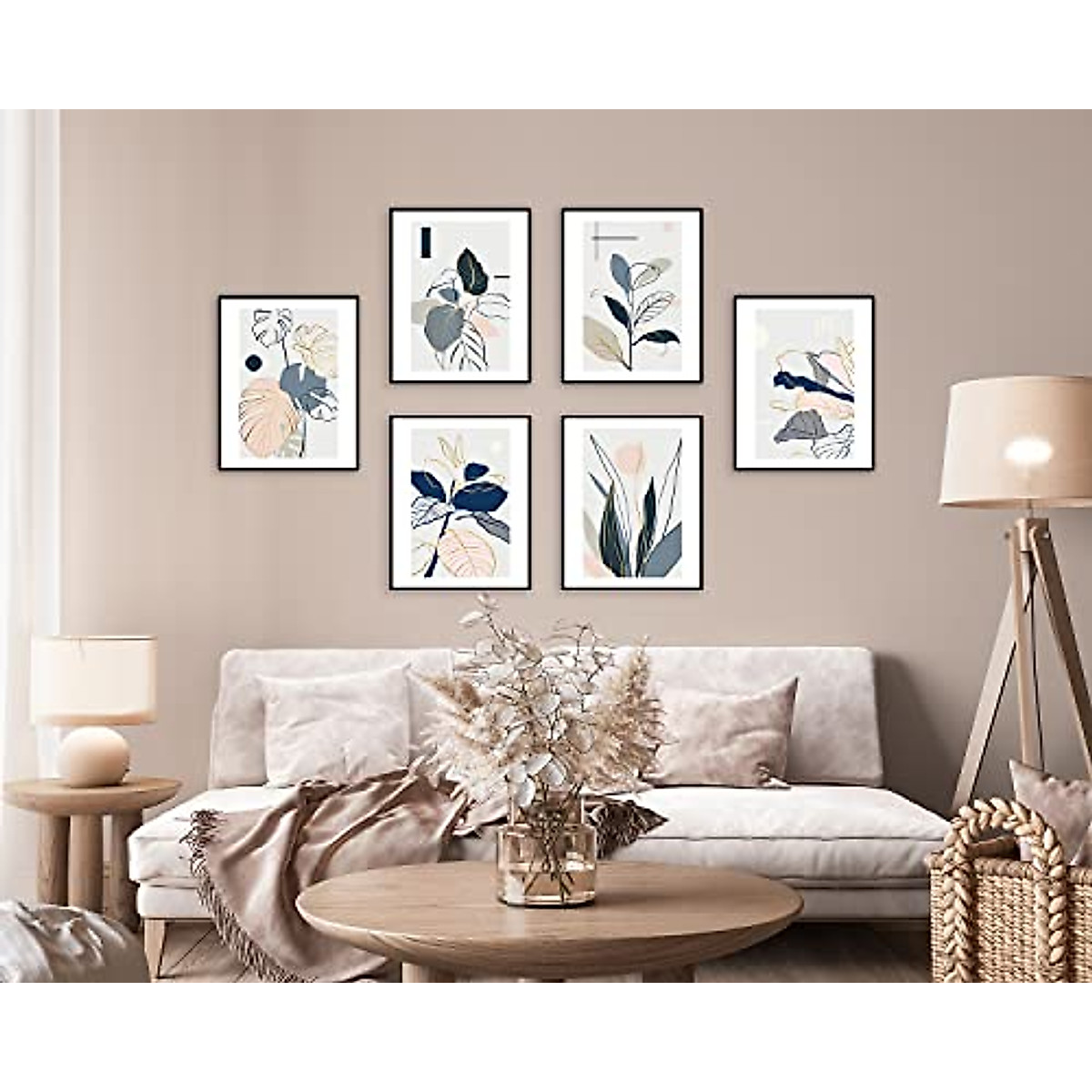 Botanical Wall Art Prints - Botanical Wall Decor Prints, Rainforest Boho Wall Art, Kitchen Plant Pictures, Bedroom Decor Modern Art Leaf Wall Art, Boho Gold Line Botanical Art Prints (8x10 in Unframed)