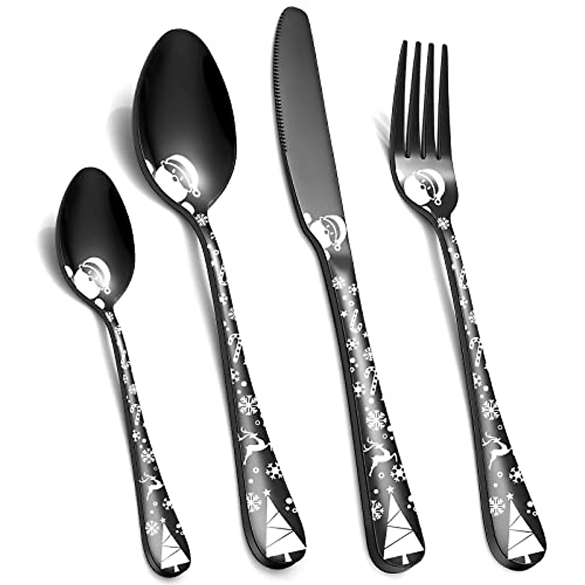 24-Piece Silverware Set Service for 6 with holder,Premium Stainless Steel Cutlery Set,Home Kitchen Restaurant Utensils,Knives Spoon and Fork Set, Mirror Polished,Dishwasher Safe.(Mirror pattern)