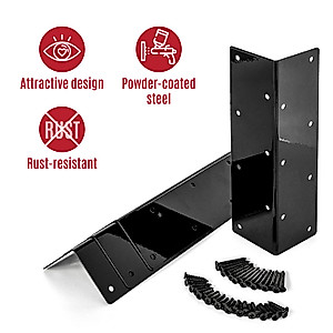 TIMOSA Raised Garden Bed Corner Brackets for 12''-16'' H Bed, Metal Garden Corner Bracket Resistant,Rust Metal Bed Corner Bracket Connectors for Furniture (8pack -Black)