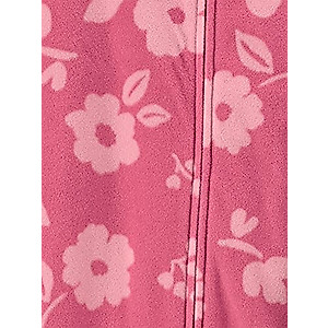 Simple Joys by Carter's Girls' 2-Pack Loose-fit Fleece Footed Pajamas, Mint Green Horses/Raspberry Red Floral, 8