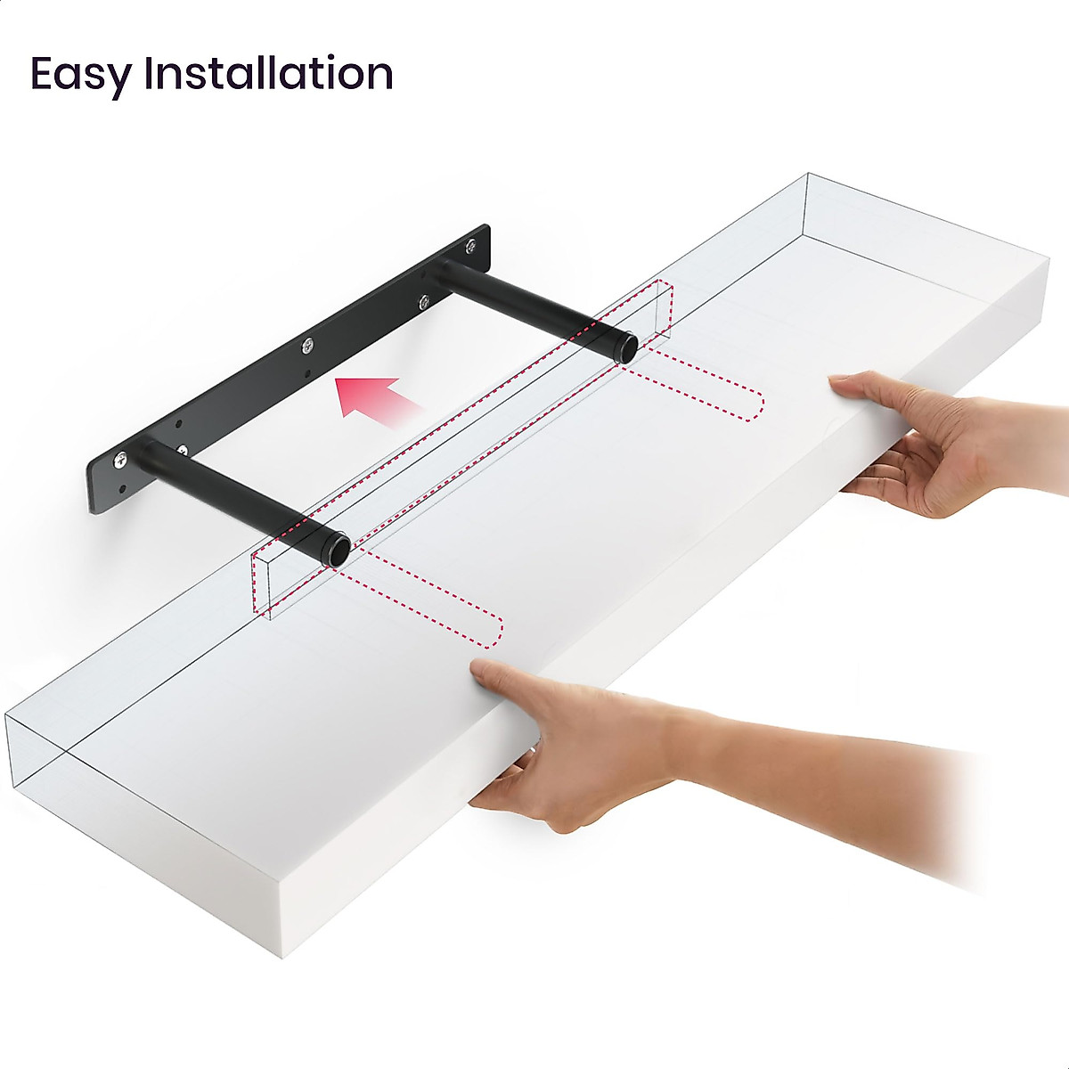 Ballucci Floating Shelves, 36" Wood Wall Shelf Set of 2, with Invisible Brackets for Bathroom, Living Room, Bedroom, Kitchen, Nursery, 6" Deep, White