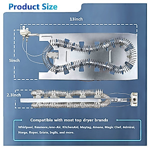 3387747 Dryer Heating Element & 279816 Thermostat Kit & 279973 3392519 Thermal cut-off Fuse Replacement Compatible with Kenmore, Samsung, Whirlpool, KitchenAid electric dryers and more