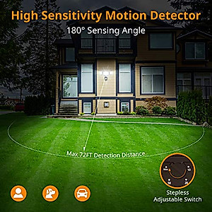 LEPOWER 45W Flood Lights Motion Sensor Outdoor Lights, 4800LM LED Security Light, Dusk to Dawn Motion Sensor Light, 3 Modes, 5000K, IP65 Waterproof, 3 Head Outdoor Flood Light for Garage Yard Porch