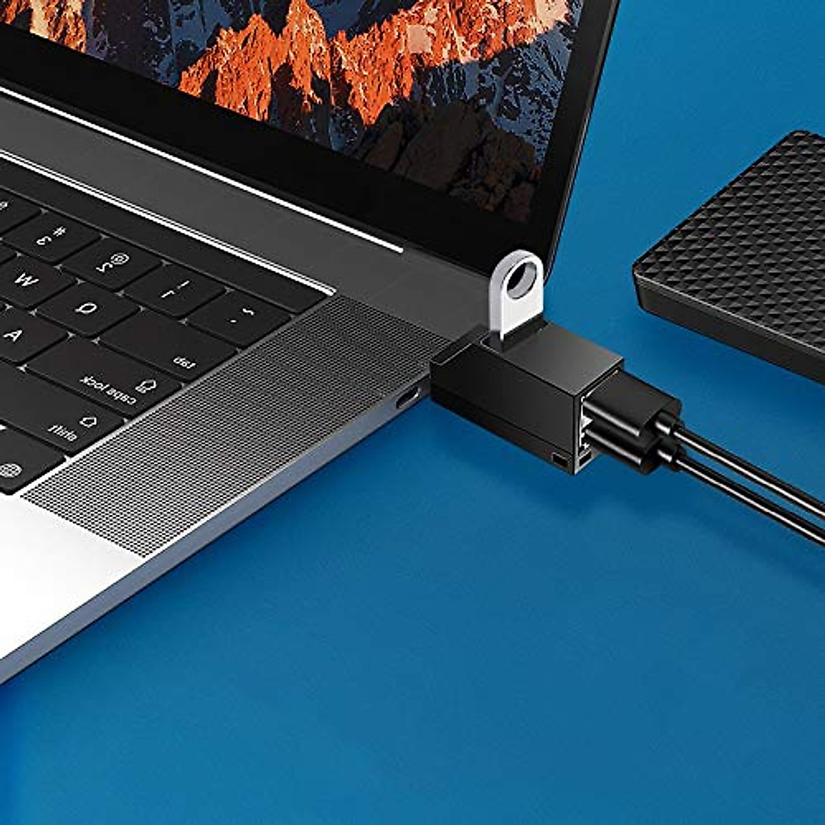 SHYPT USB 3.0 Adapter Extender Mini Splitter Box 3 for PC Laptop Mobile Phone High Speed U Disk Reader (Color : Black)