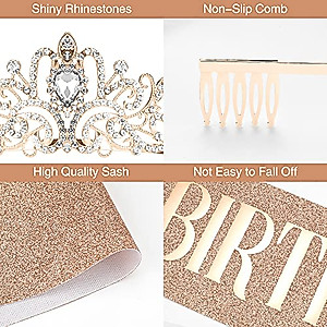 Birthday Sash for Women, Birthday Crown, Birthday Tiara, Birthday Queen Sash and Tiara for Women, Birthday Headband for Girls, Princess Crown, Happy Birthday Crown and Sash, Birthday Decorations