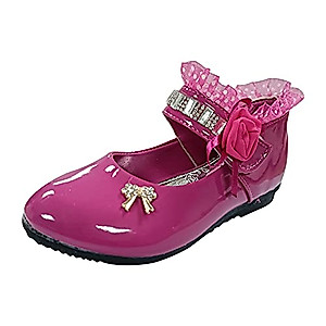 Mercatoo Shoes for Baby Boy Single Dance Shoes Princess Children Baby Leather Flower Shoes Soft Girls Kid Baby Shoes (Hot Pink, 13 Little Kid)