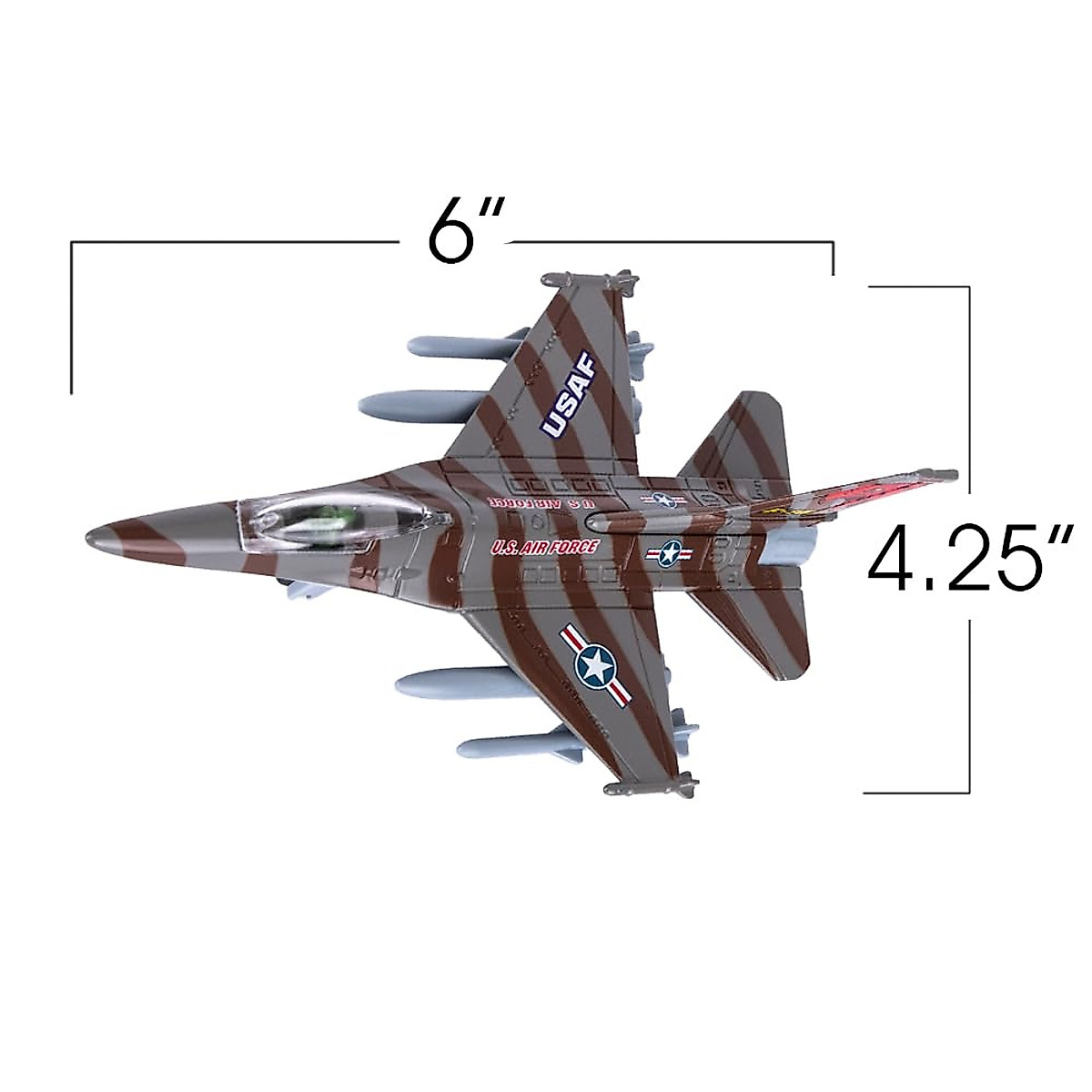 ArtCreativity Diecast F-16 Fighter Jet Toy, Pull Back Military Fighter Jets, Set of 2, Diecast Metal Airplane Jet Toys, Air Force Military Cake Decorations, Birthday Gift for Toddler Boys and Girls