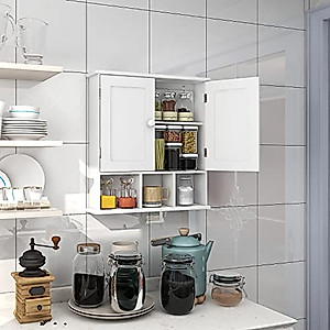 TaoHFE Bathroom Cabinet,Bathroom Wall Cabinet with 2 Door Adjustable Shelves,Over The Toilet Storage Cabinet,White Bathroom Cabinet Wall Mounted,Medicine Cabinets for Bathroom Laundry Room Kitchen