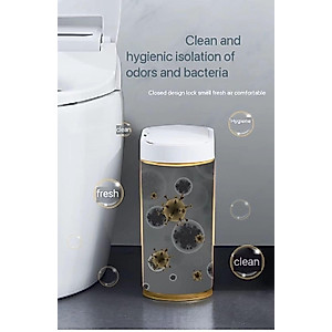 ArHaR Large Capacity Smart Sensor Wastebasket Automatic Household Bathroom with Lid Electric Narrow Paper Basket Seam Potty (7 Litre) (White Grey)