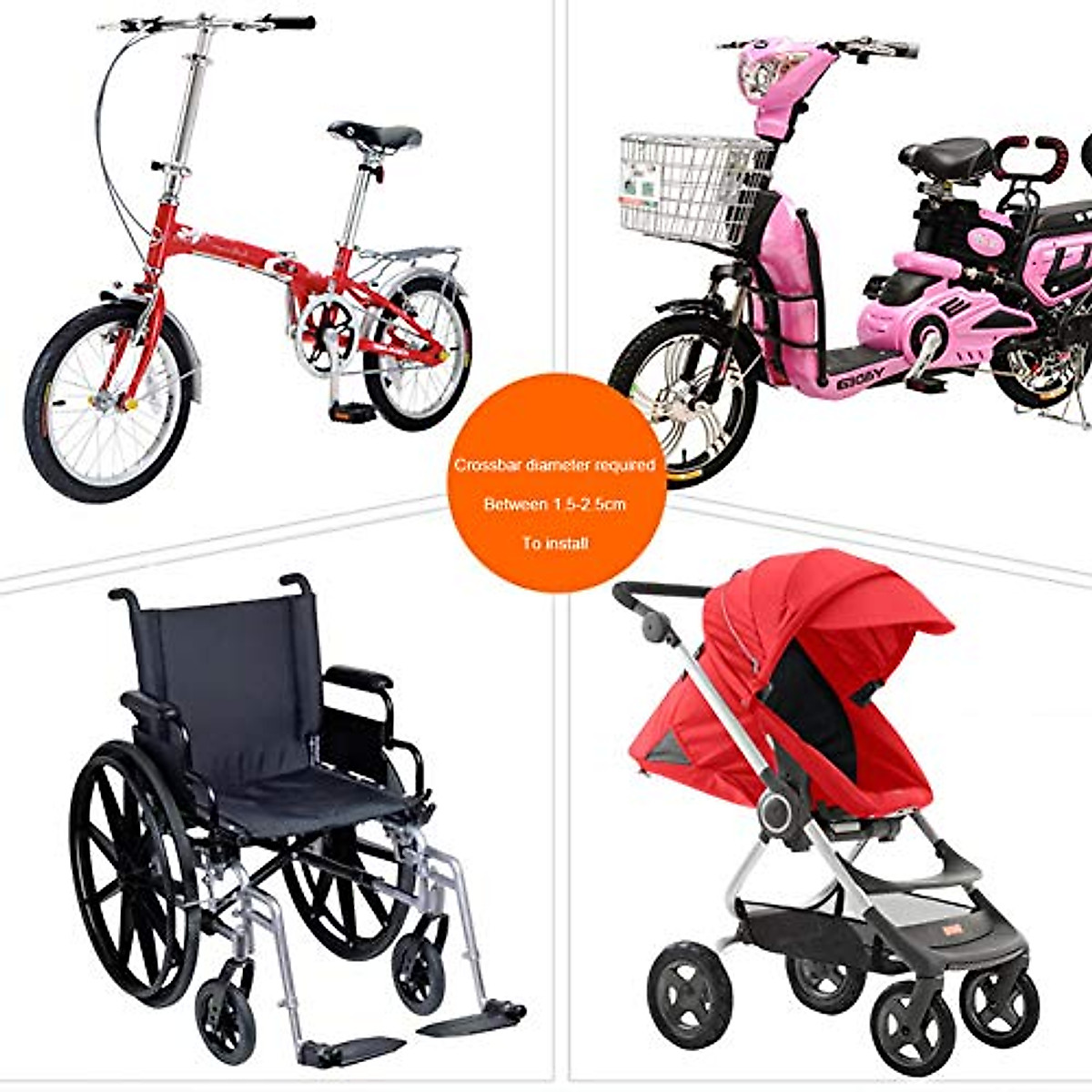 Umbrella Mount Holder, Adjustable Umbrella Mount Stand No Need Wrench to Attach/Detach Umbrella Clamp for Wheelchair, Walker, Rollator, Bicycle, Pram, Stroller(Black)