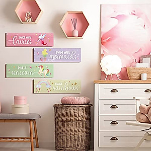 Yulejo Unicorn Rainbow Girls Room Wall Decor Unicorn Rainbow Motivational, Inspirational Wall Art Room, Bedroom Decor for Girls Kids Bedroom Nursery Decorations ()