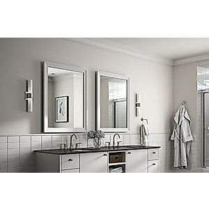 Delta Wall Mount 21 in. x 28 in. Small (S1) Rectangular Framed Float Mounting Bathroom Mirror in Matte White with Standard Glass