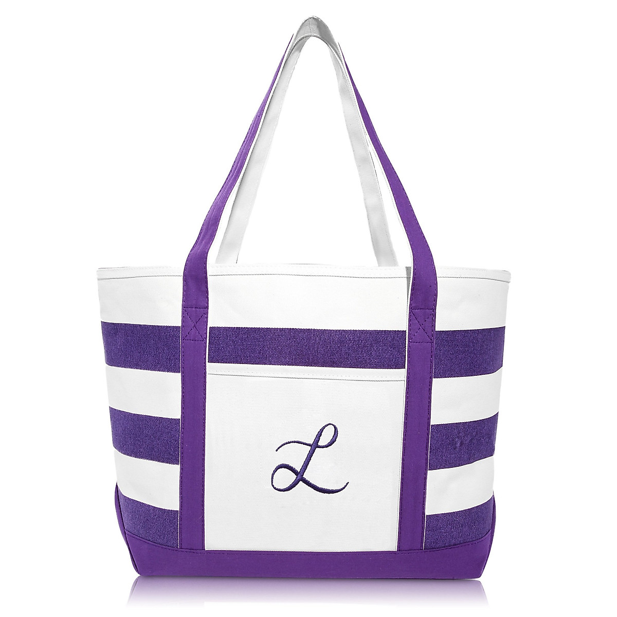 DALIX Monogrammed Beach Bag and Totes for Women Personalized Gifts Purple L