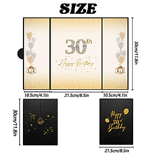 Crenics 30th Birthday Decorations for Her or Him, Creative 30th Birthday Guest Book Alternative, Black and Gold 30th Birthday Signature Book 18 x 12 inch, Great 30 Birthday Gifts for Men or Women