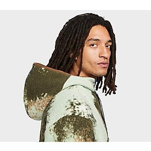 Nike Sportswear Sport Essentials+ Men's 1/2-Zip Sherpa Hoodie, Light Green Spark/Brown Basalt/Brown, MEDIUM