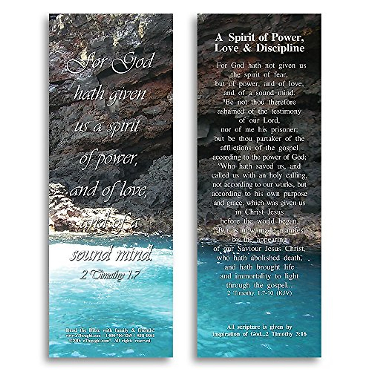 eThought BB-B041-25 2 Timothy 1:7 A Spirit of Power, Love and Discipline Bookmark Size Bible Verse Cards (Pack of 25), 2" x 6"