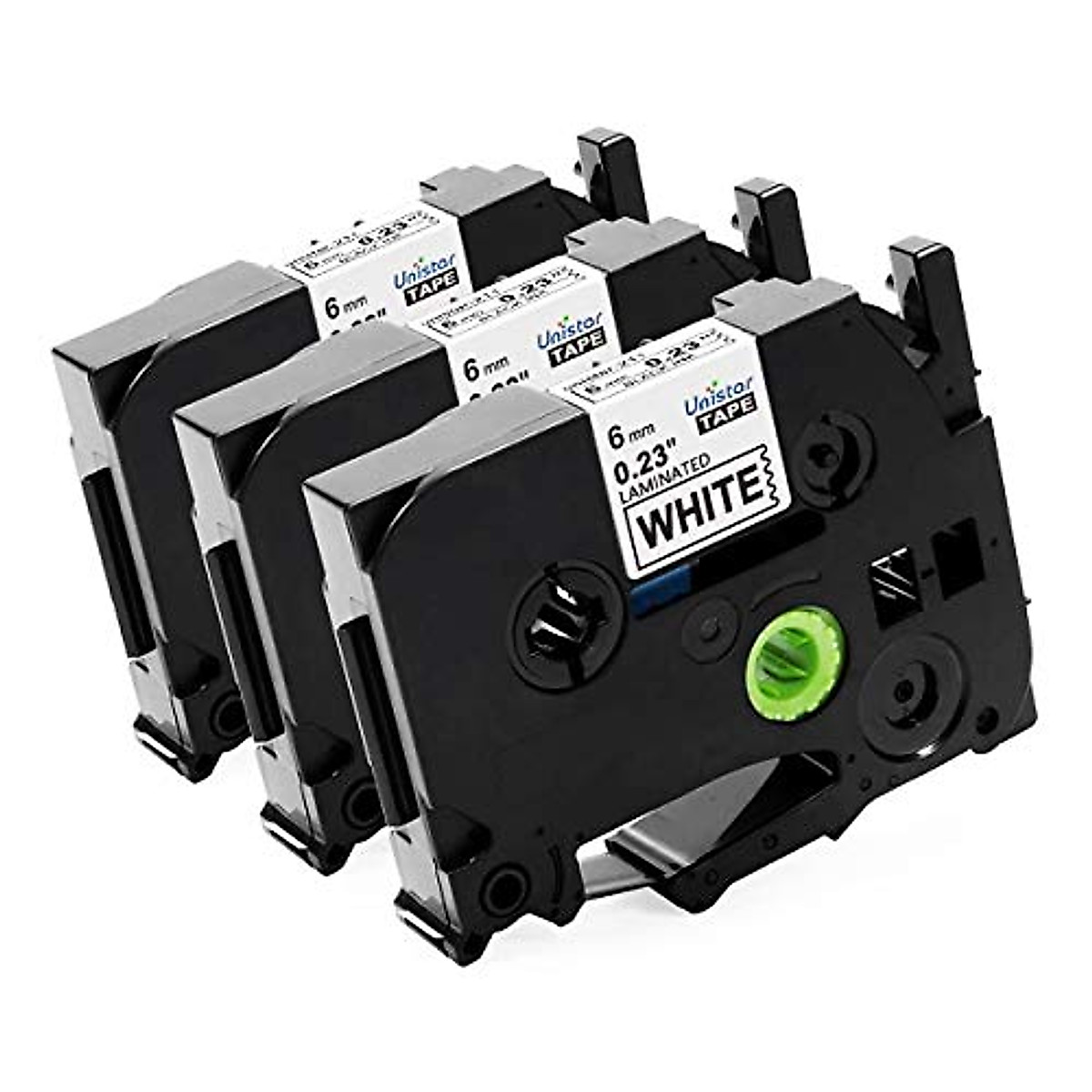 Unistar Compatible Label Tape Replacement for Brother P-Touch TZ Tape 6mm, TZE211 Tze-211 TZ211 Laminated Tape for Label Maker PT-D210, PT-D200, PT-D600, Black on White, 1/4 Inch x 26.2 Feet, 3-Pack