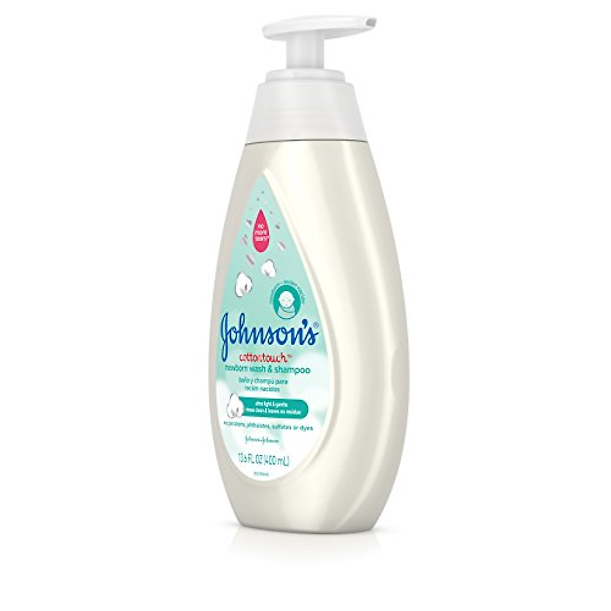 Johnson's Baby CottonTouch Newborn Body Wash & Shampoo, Gentle & Tear-Free, Made with Real Cotton, Gently Washes Away Dirt & Germs, Sulfate- & Paraben-Free for Sensitive Skin, 13.6 Fl Oz