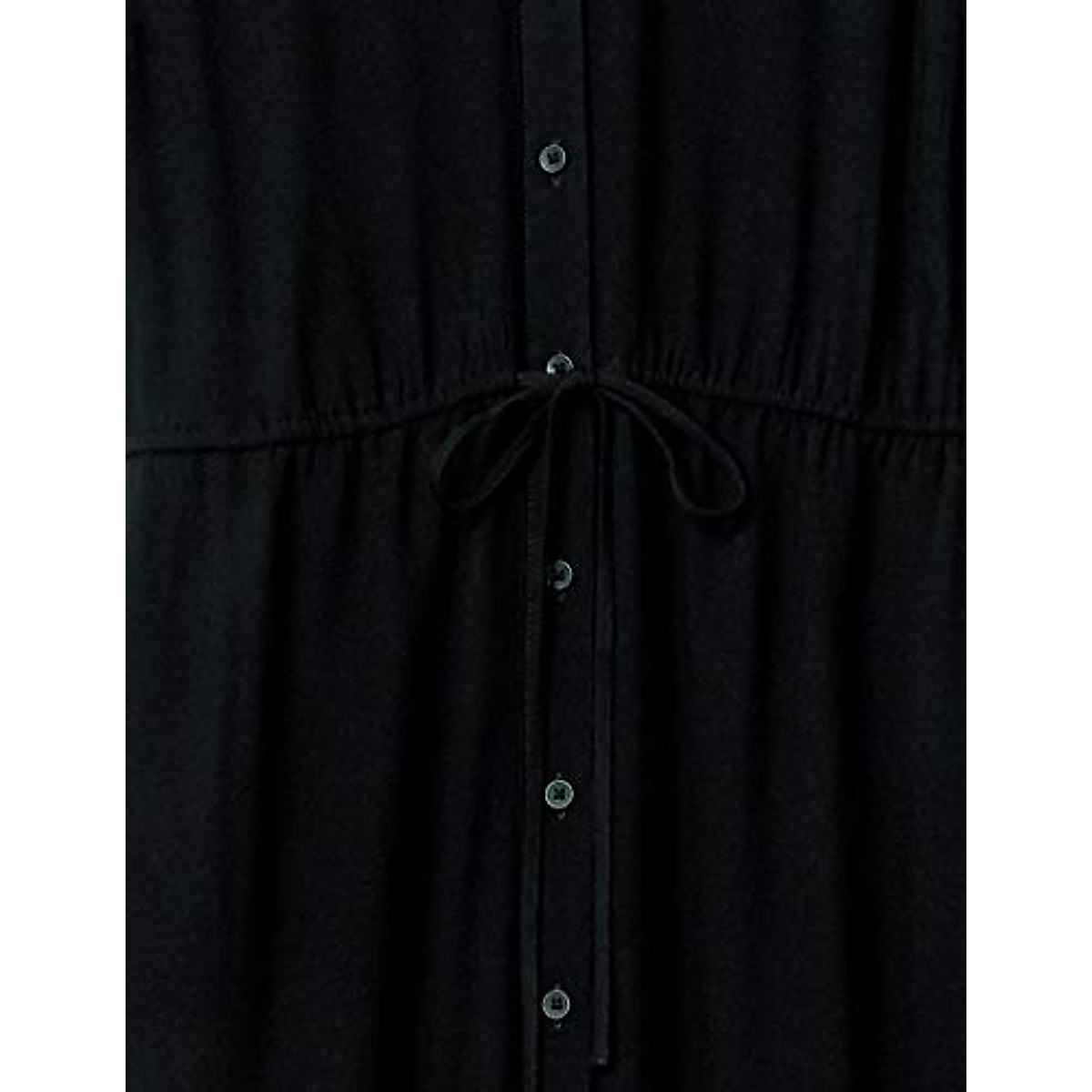 Amazon Essentials Women's Relaxed Fit Half-Sleeve Waisted Midi A-Line Dress, Black, X-Large