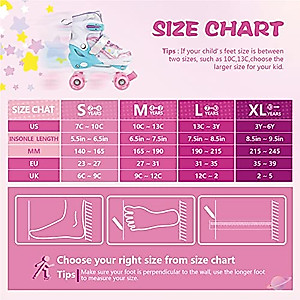 Runcinds Toddler Roller Skates for Girls Kids, 4 Size Adjustable Kids Roller Skates for Little Girls with Light Up Wheels
