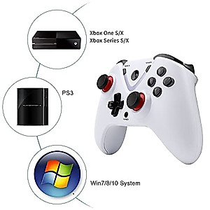 ROTOMOON Wireless Game Controller with LED Lighting Compatible with Xbox One S/X, Xbox Series S/X Gaming Gamepad, Remote Joypad with 2.4G Wireless Adapter Perfect for FPS Games (White)