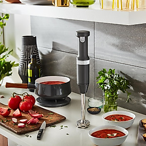 KitchenAid Cordless Variable Speed Hand Blender with Chopper and Whisk Attachment - KHBBV83, Matte Charcoal Grey